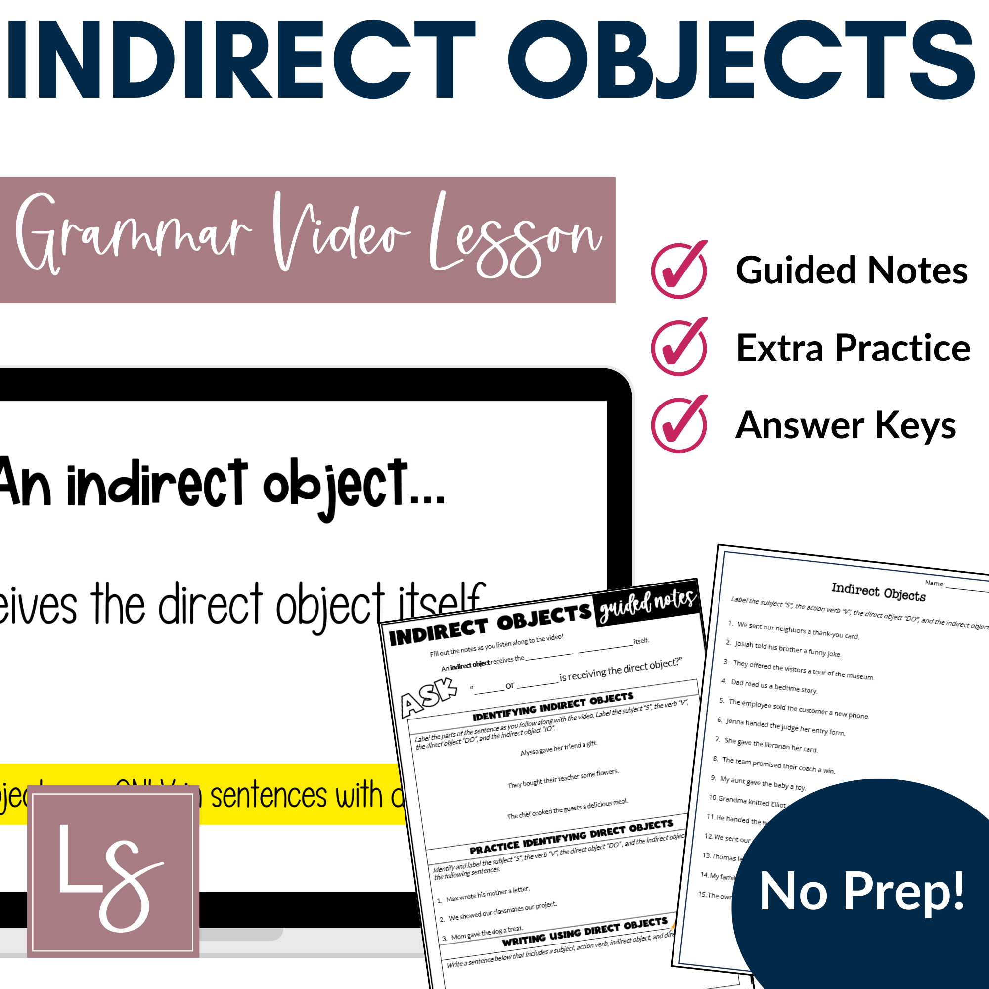 Prepositions and Prepositional Phrases Grammar Video and Worksheet, 5 ...