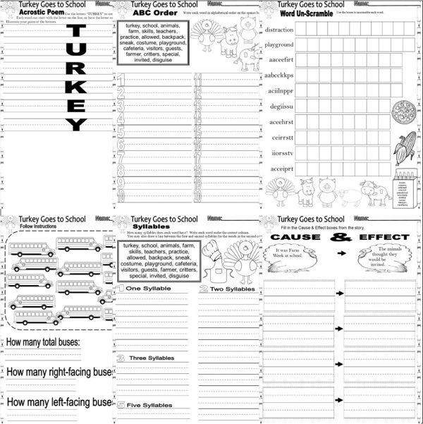 Turkey Goes to School Read Aloud Book Companion Reading Comprehension ...