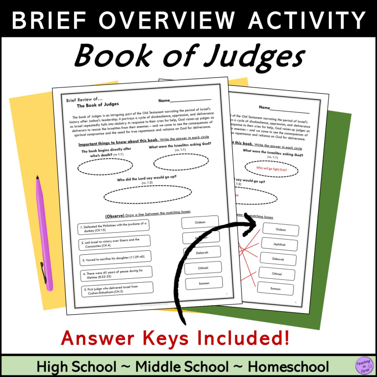 Brief Review of Judges Bible Book Overview Activity | Made By Teachers