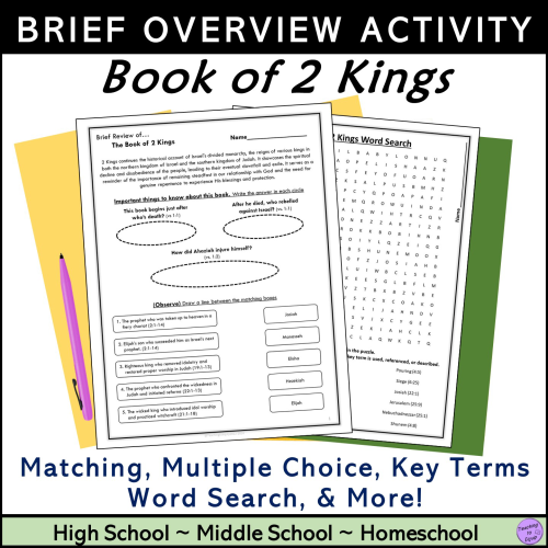 Brief Review of 2 Kings Bible Book Overview Activity | Made By Teachers