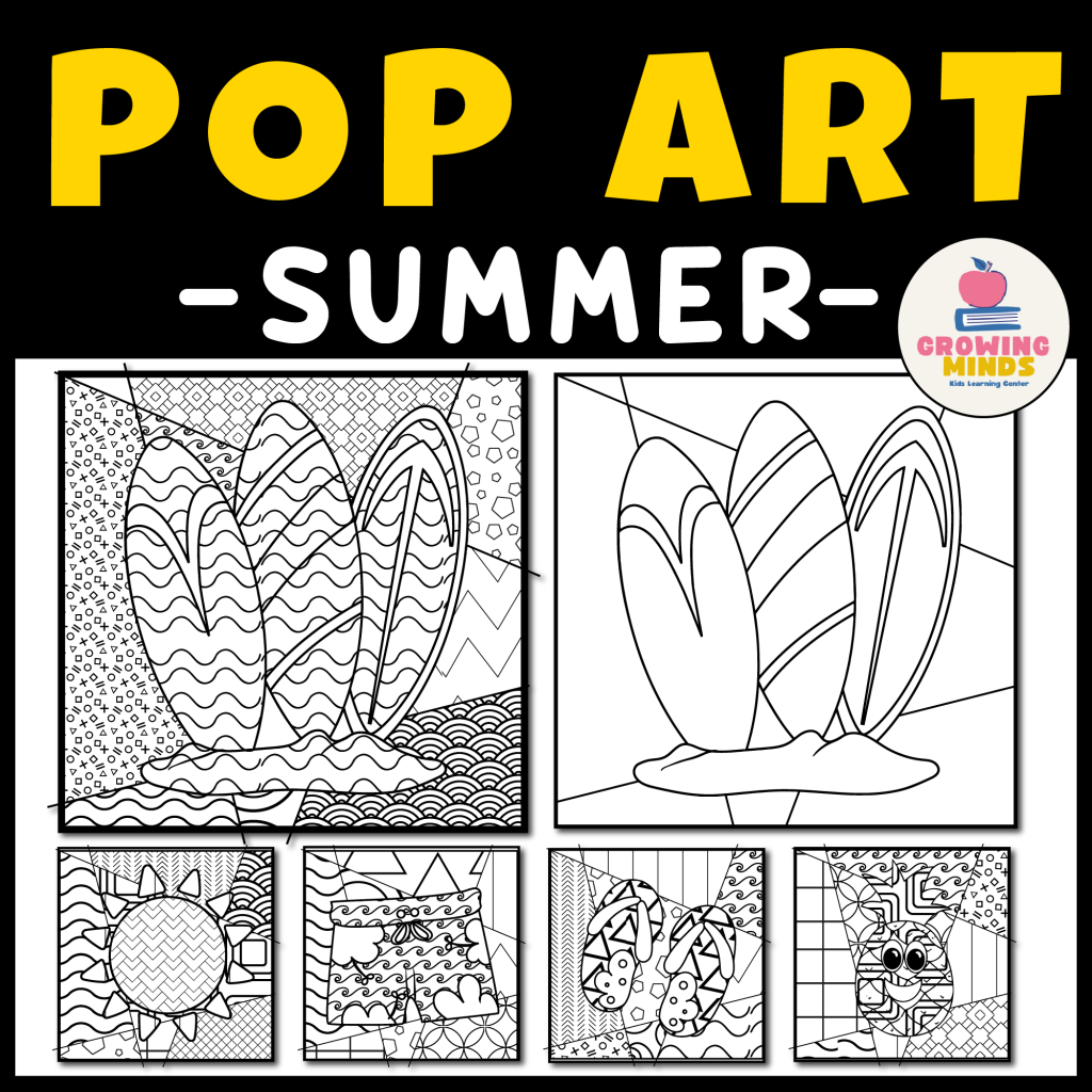 Summer Coloring Page Pop Art Activities - Summer Art Activity - Back To ...