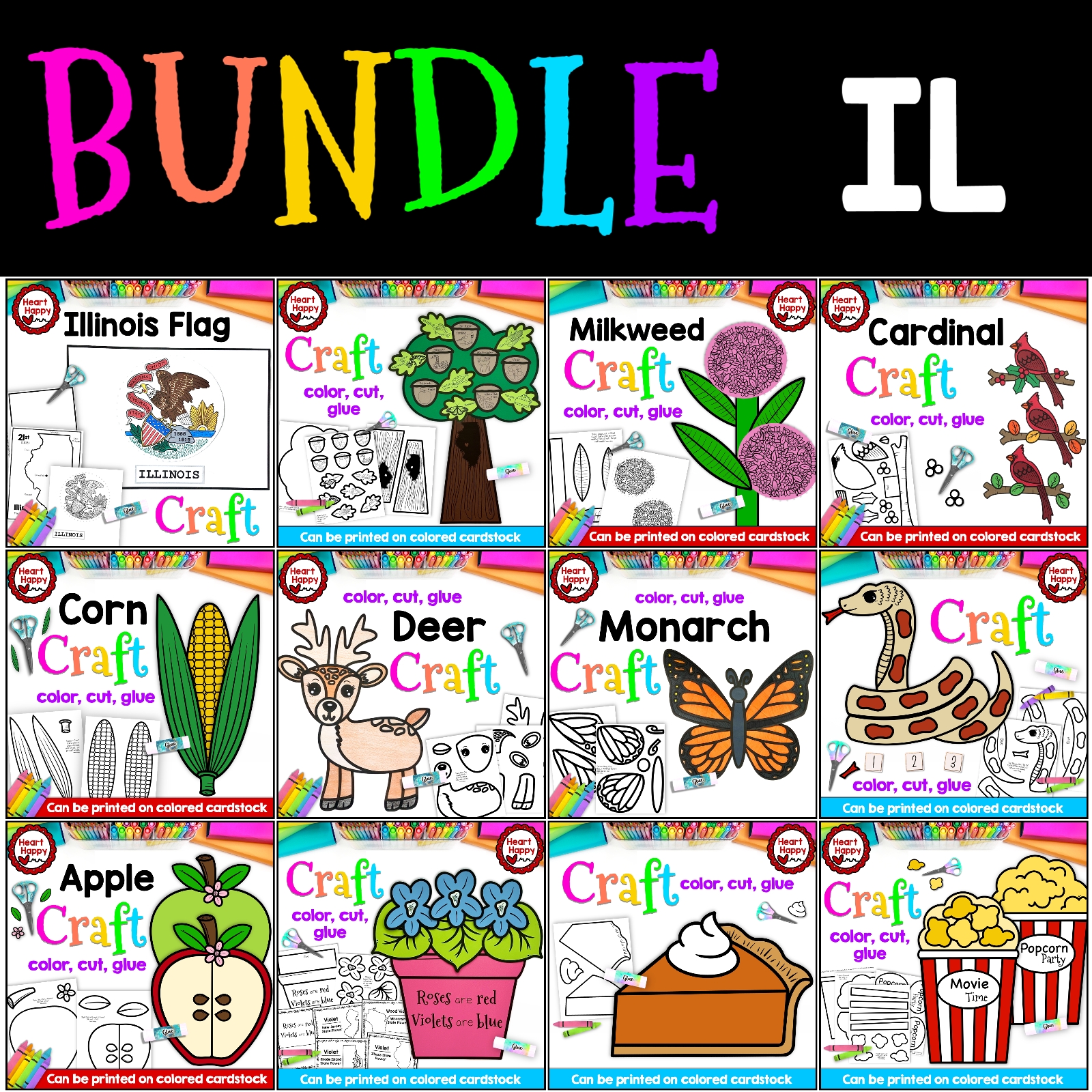 Illinois State Symbols Craft BUNDLE | Made By Teachers