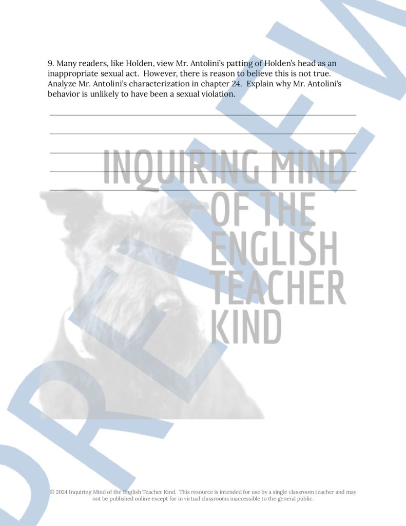 Catcher in the Rye Chapters 24-26 Quiz and Close Reading Worksheets ...