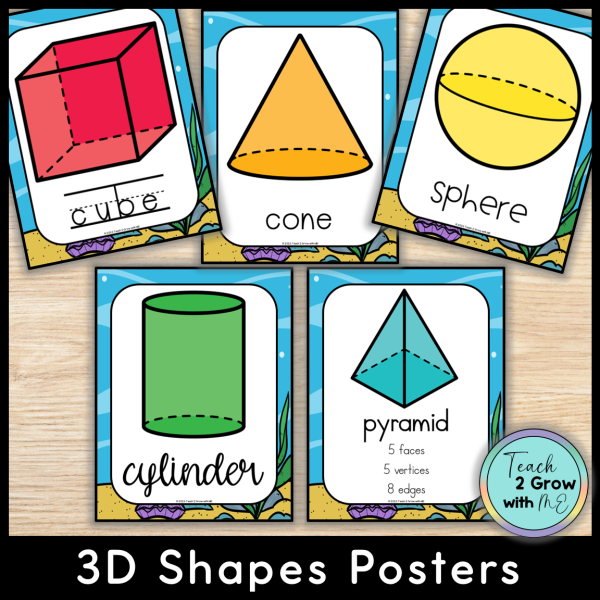 2D and 3D Shape Posters Under the Sea Ocean Theme Classroom Decor Set ...