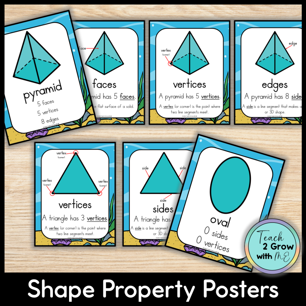 2D and 3D Shape Posters Under the Sea Ocean Theme Classroom Decor Set ...