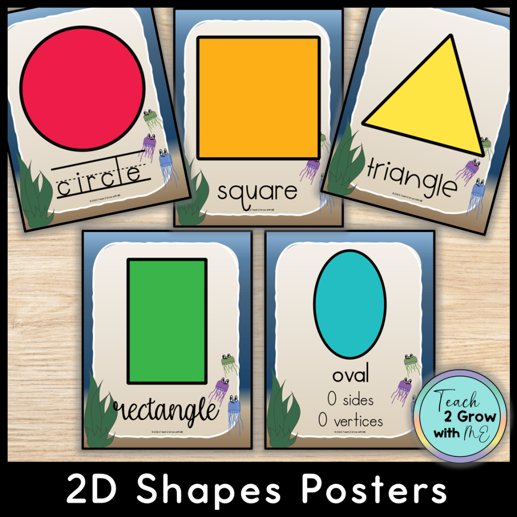 2D and 3D Shape Posters Under the Sea Ocean Theme Classroom Decor Set ...