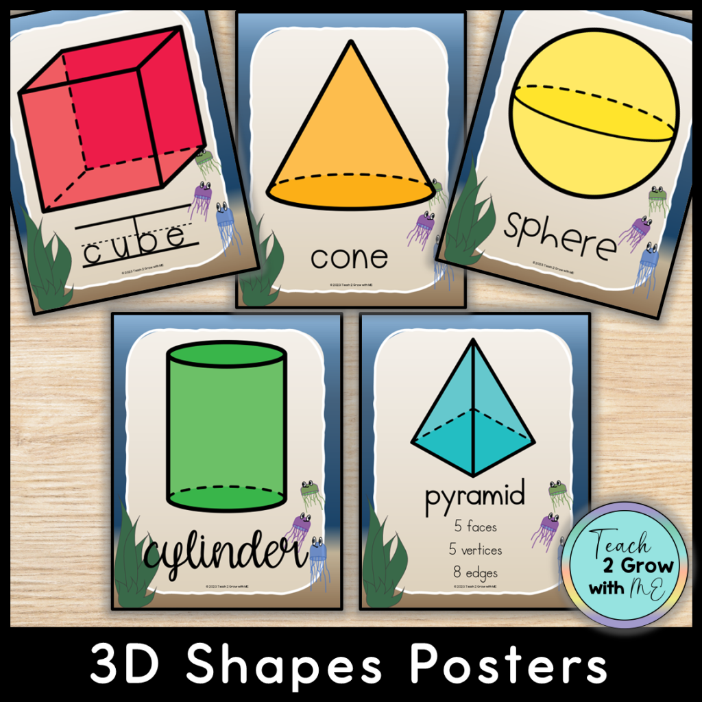 2D and 3D Shape Posters Under the Sea Ocean Theme Classroom Decor Set ...