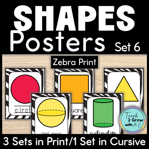 2D and 3D Shape Posters Anchor Charts Zoo Animal Print Classroom Decor ...