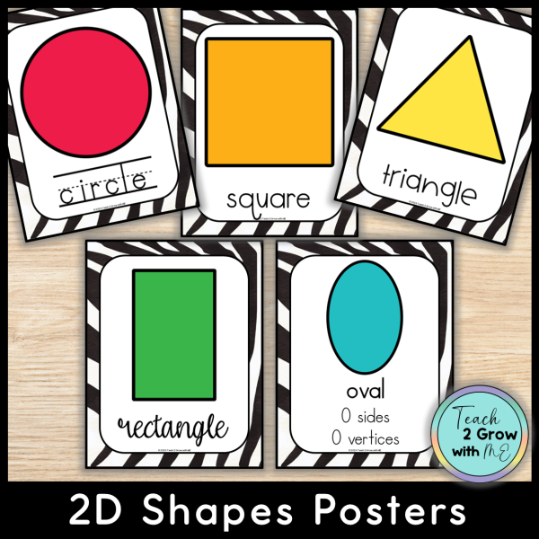 2D and 3D Shape Posters Anchor Charts Zoo Animal Print Classroom Decor ...