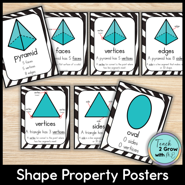 2D and 3D Shape Posters Anchor Charts Zoo Animal Print Classroom Decor ...