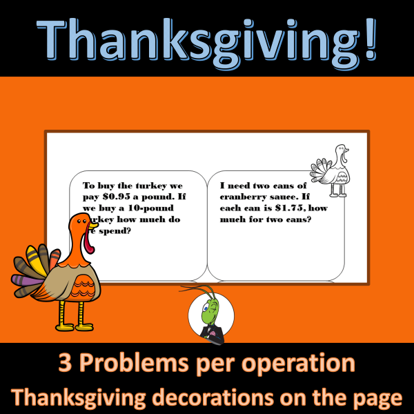 Thanksgiving Decimal Operations Word Problems Editable - Made By Teachers