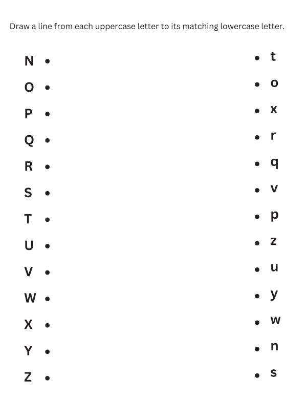 printable match uppercase and lowercase letters kindergarten worksheets ...