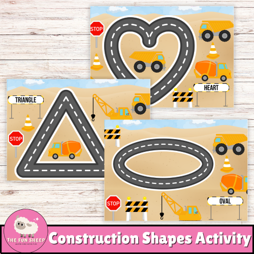 Construction Shapes Activity | 2D Shapes Printable Road Mat Tracing ...