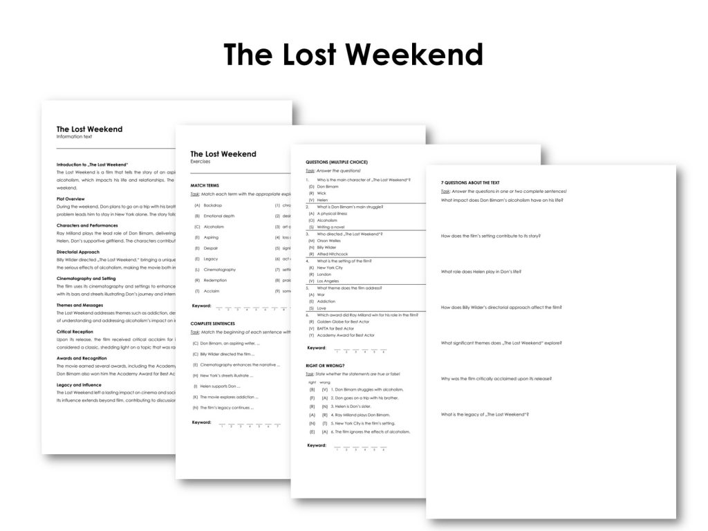 The Movie "The Lost Weekend" | Made By Teachers
