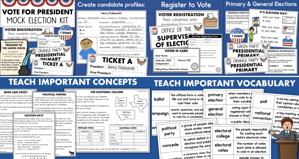 Mock Election Kit Voting For President Classroom Election Day How ...