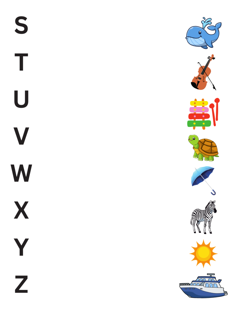 Printable match capital letters with pictures kindergarten worksheets ...