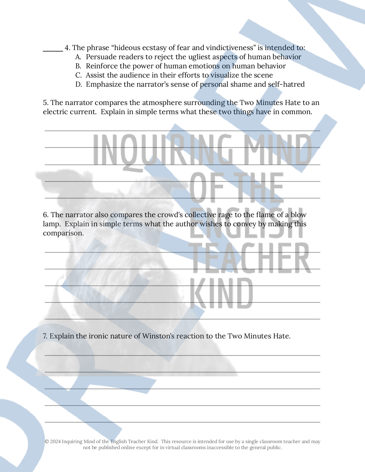 1984 Close Reading Analysis Worksheets Bundle for High School (Set of ...