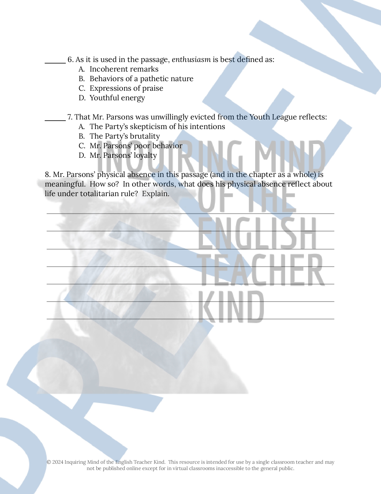 1984 Close Reading Analysis Worksheets Bundle for High School (Set of ...