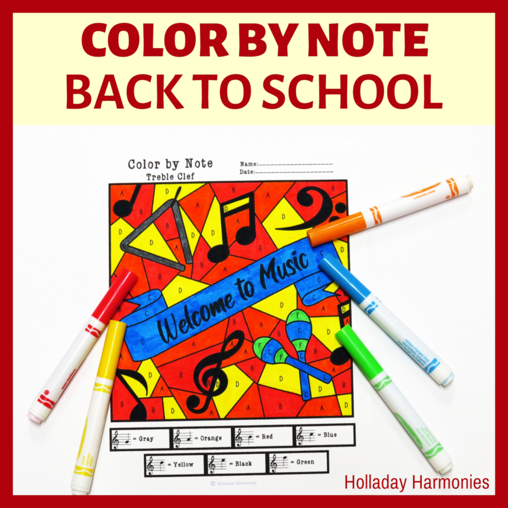 Color by Note Treble and Bass Clef Music Worksheet - Back to School ...