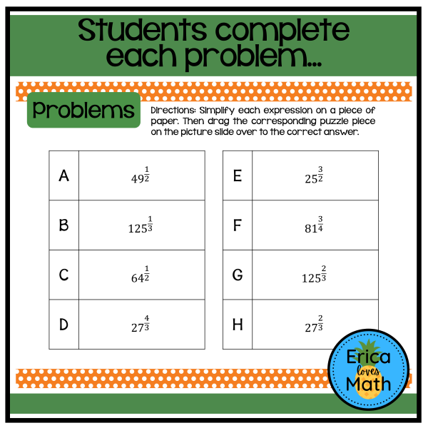 Rational Exponents Digital Activity Picture Puzzle | Made By Teachers