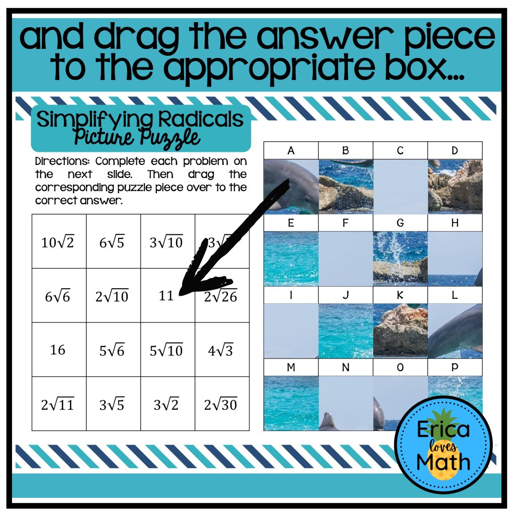 Simplifying Radicals Digital Activity Picture Puzzle | Made By Teachers
