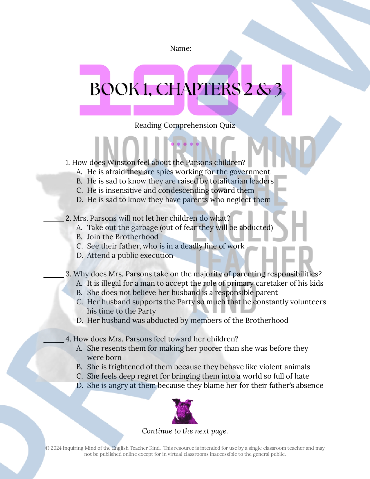 1984 Book 1 Quizzes, Close Reading Worksheets, Vocabulary Games, and ...