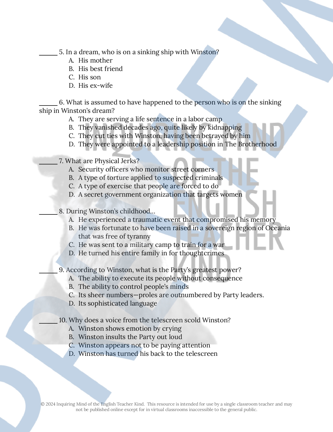 1984 Book 1 Quizzes, Close Reading Worksheets, Vocabulary Games, and ...