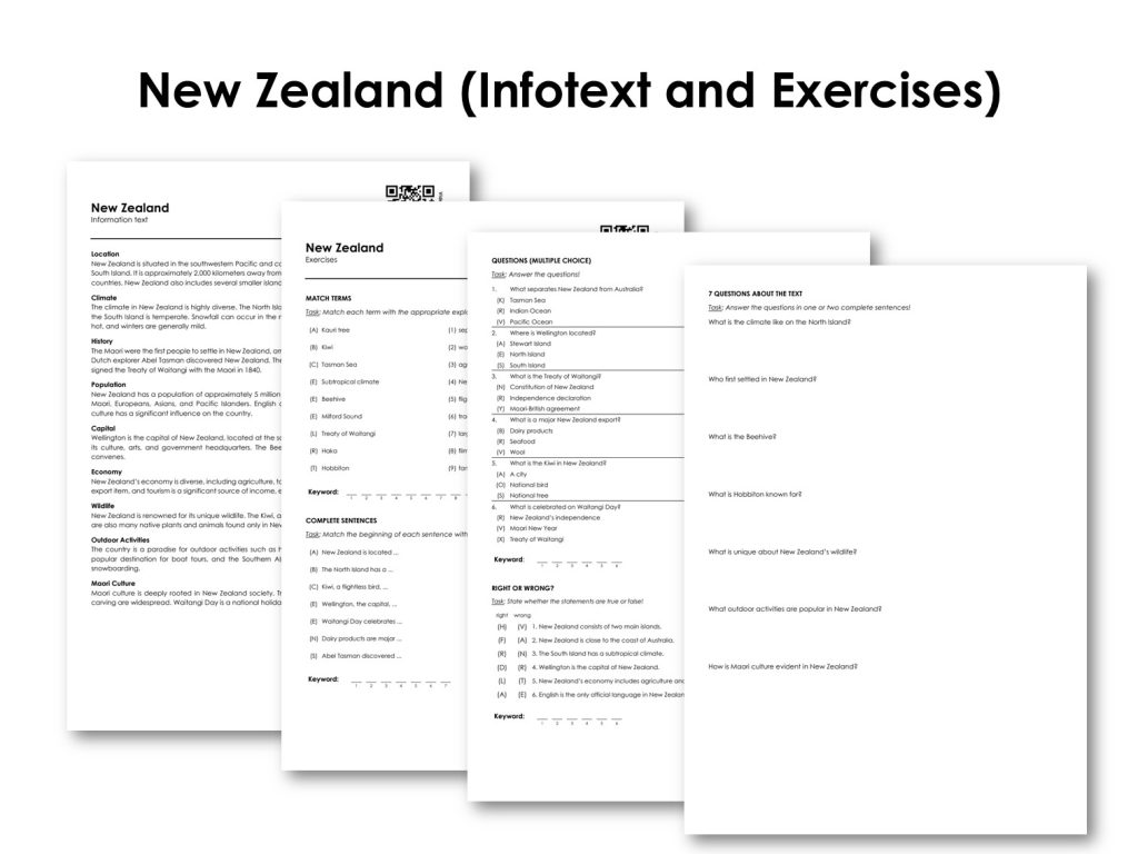 New Zealand (Infotext and Exercises) | Made By Teachers