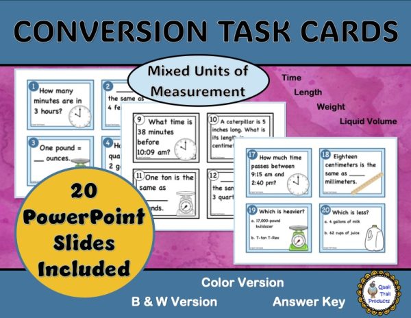 Converting Units of Measurement Task Cards and Power Point Slides ...