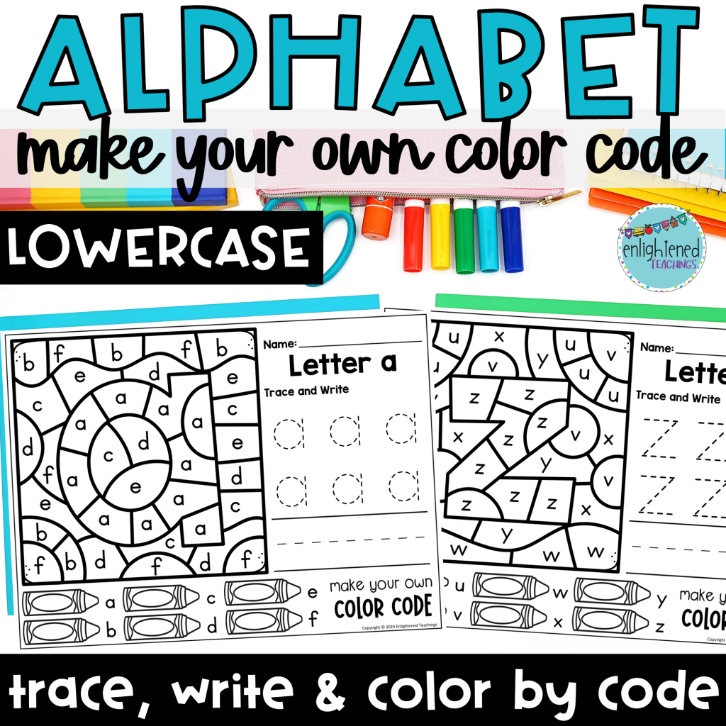 Lowercase Alphabet Color by Code - Letter Trace & Color Worksheets ...