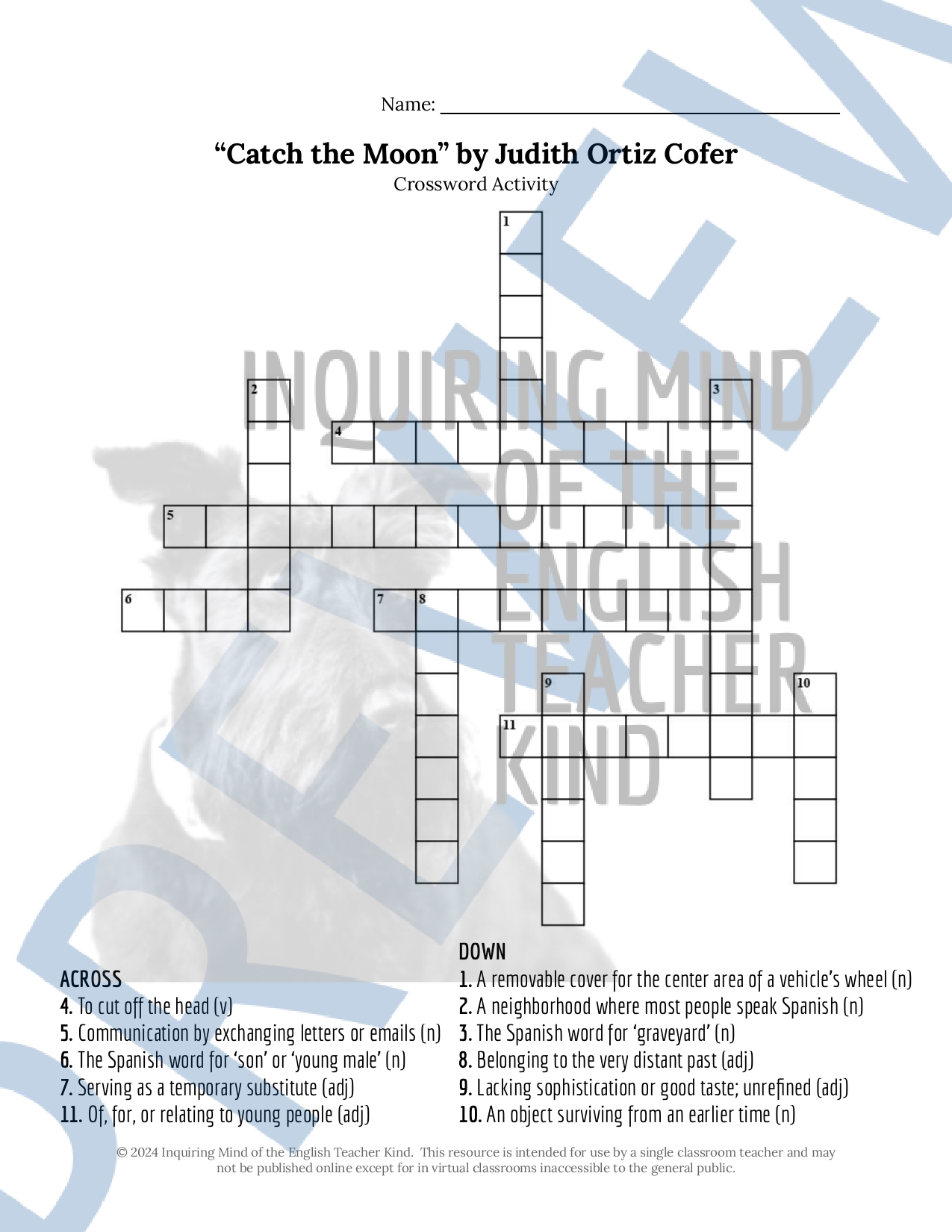 "Catch the Moon" Quizzes, Vocabulary Games, and Close Reading Worksheet ...