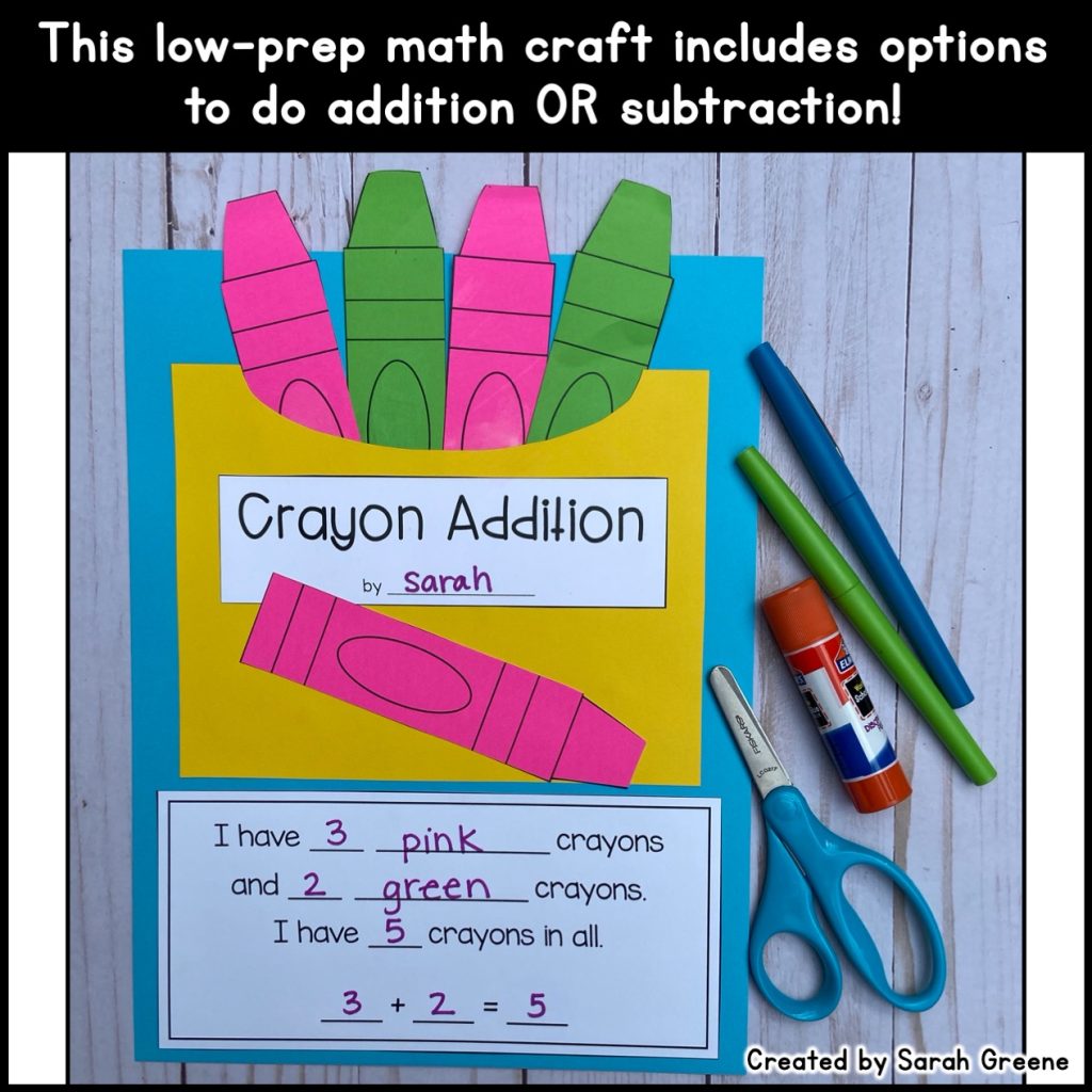 Crayon Addition or Subtraction Math Craft | Made By Teachers