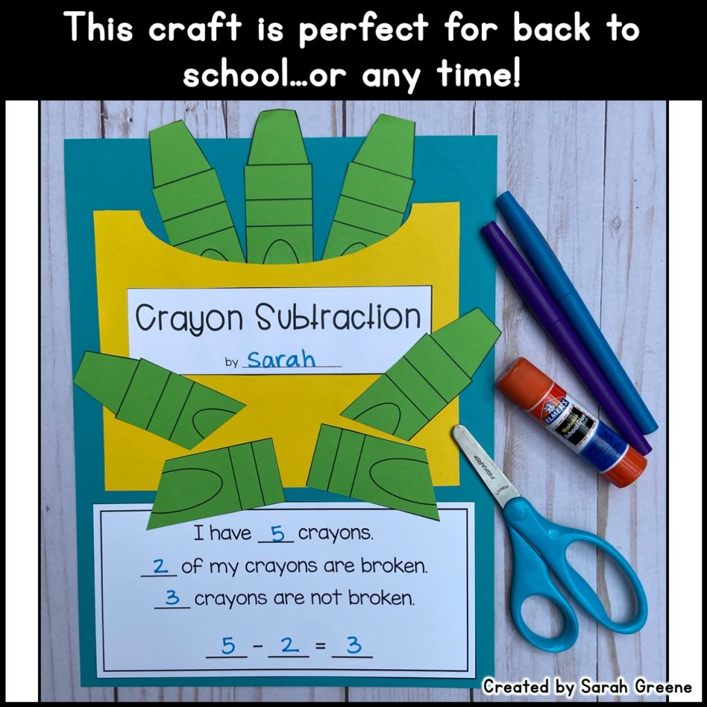 Crayon Addition or Subtraction Math Craft - Made By Teachers
