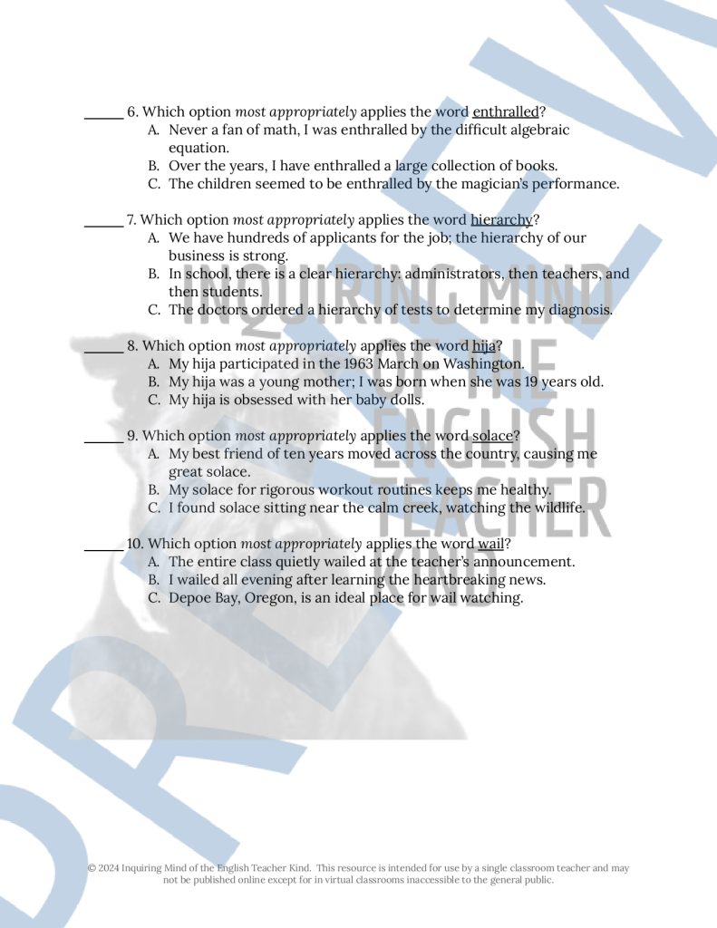 "American History" Quiz, Close Reading Worksheet, and Vocabulary Games ...