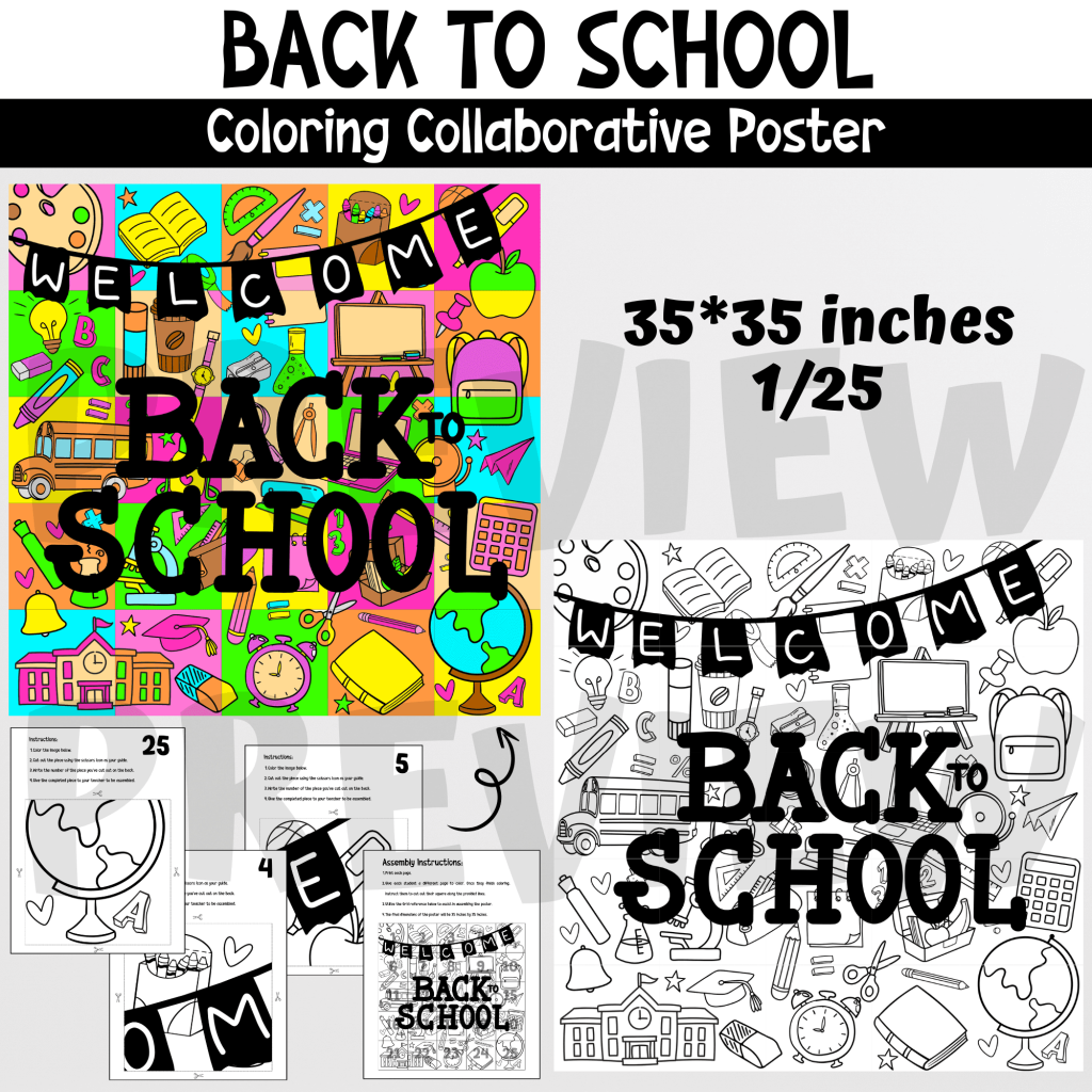 Welcome back to school collaborative poster, coloring pages, Back to ...