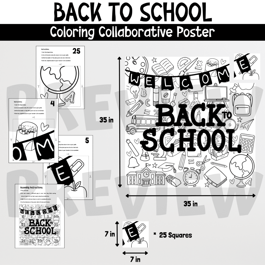 Welcome back to school collaborative poster, coloring pages, Back to ...