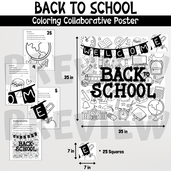 Welcome back to school collaborative poster, coloring pages, Back to ...