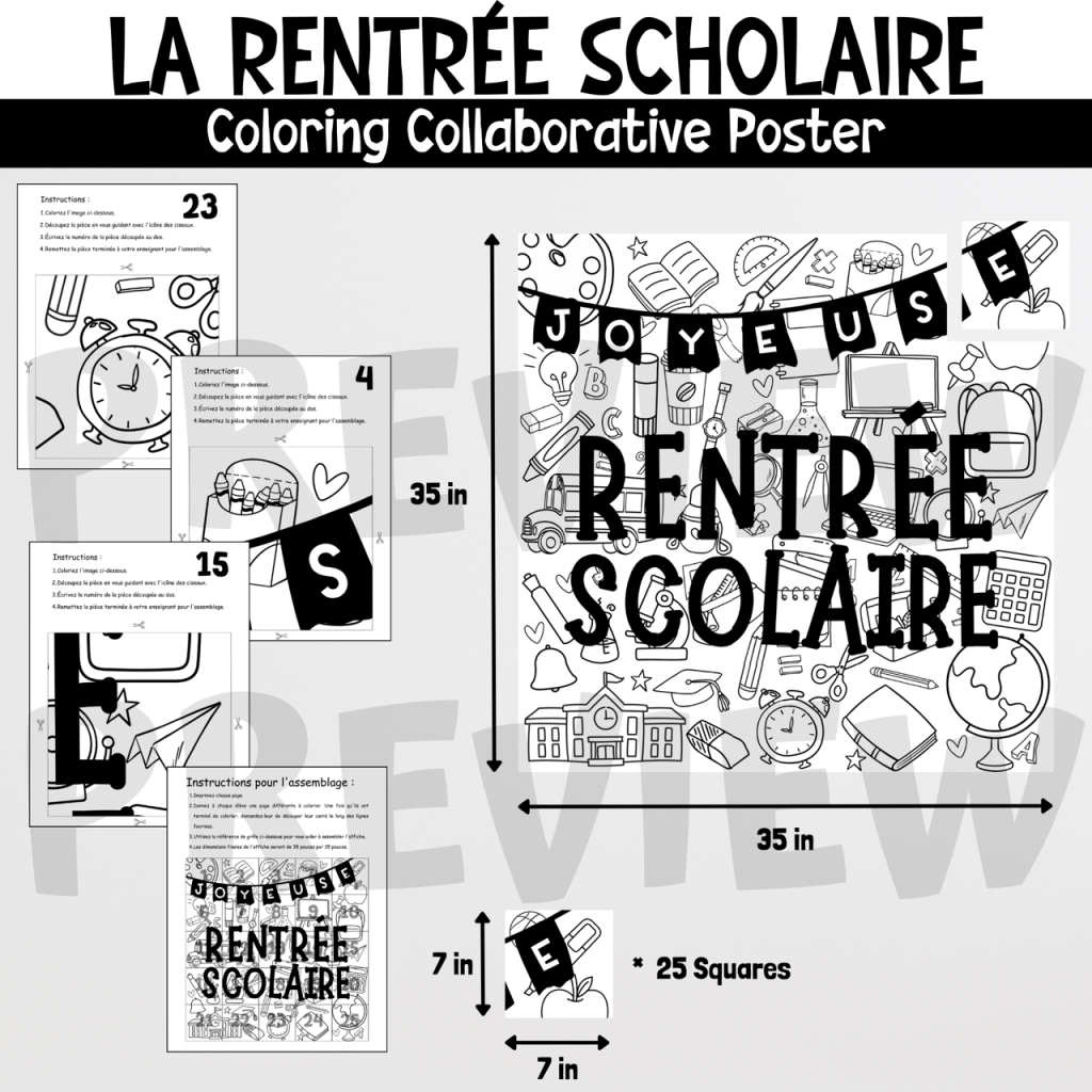 La Rentrée scolaire collaborative poster, French back to school ...