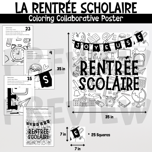 La Rentrée scolaire collaborative poster, French back to school ...