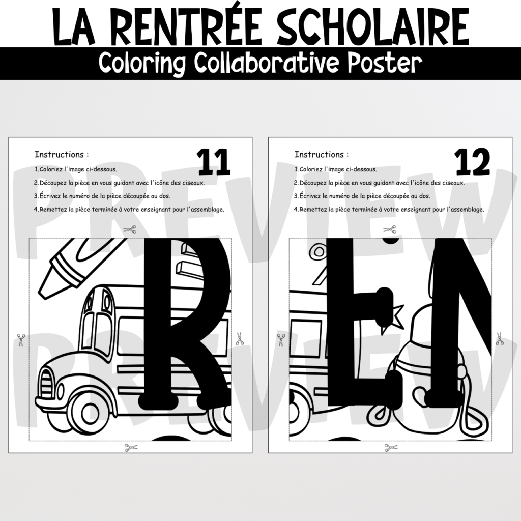 La Rentrée scolaire collaborative poster, French back to school ...