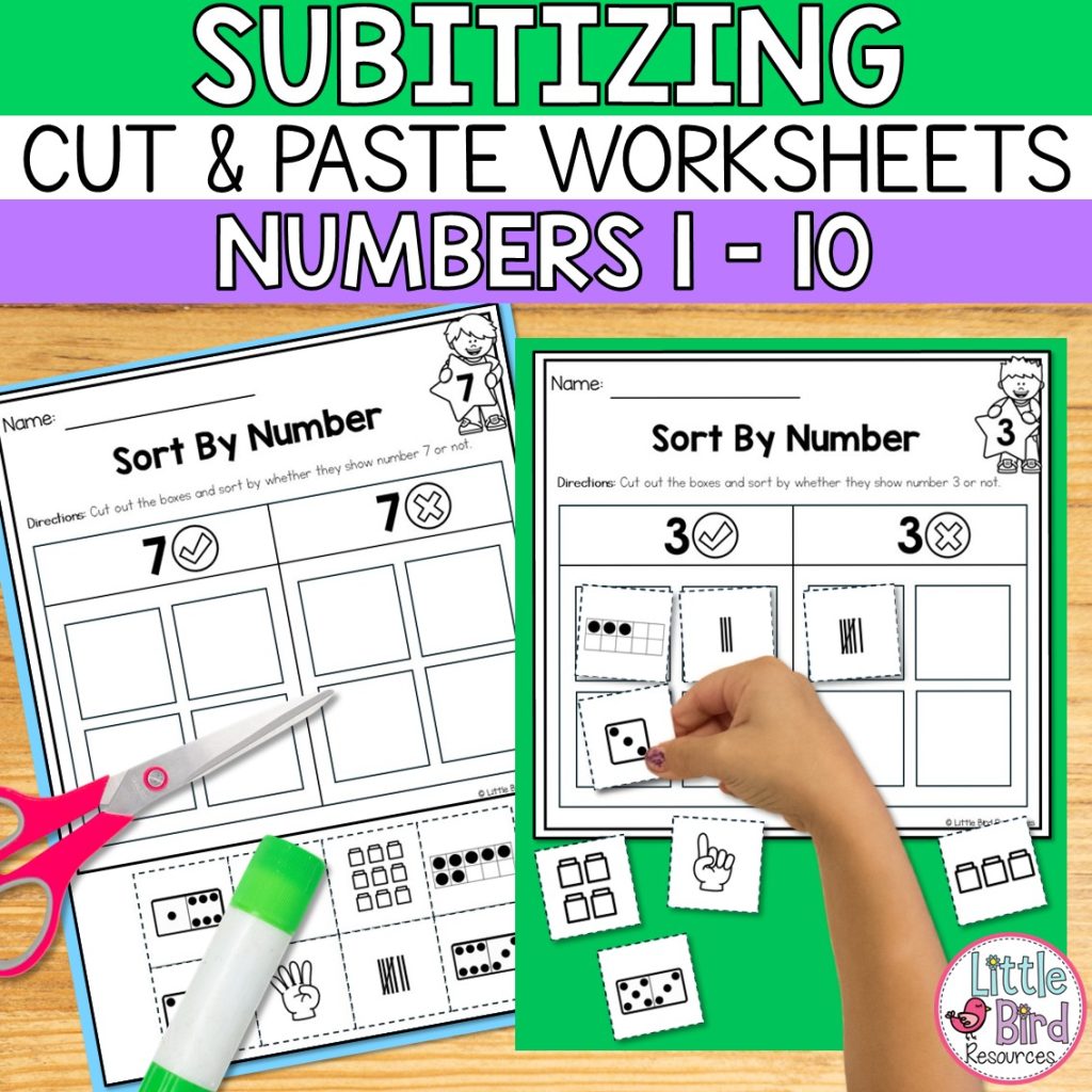 Subitizing Numbers 1 to 10 Cut & Paste Worksheets Number Sense Math ...