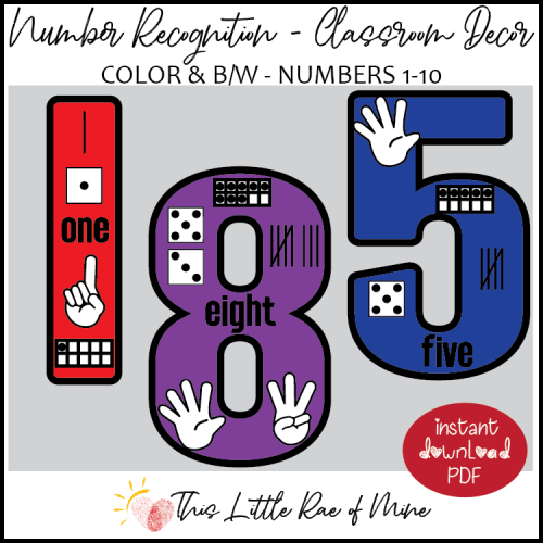 Number Recognition 1-10 - number sense - math - poster - classroom ...