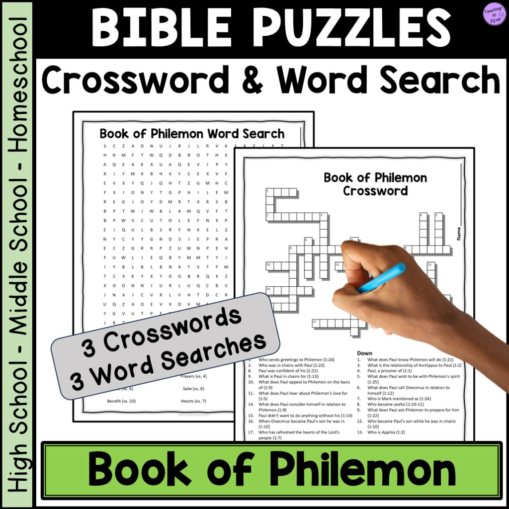 Bible Book of Philemon Crossword & Word Search Puzzle Activities | Made ...