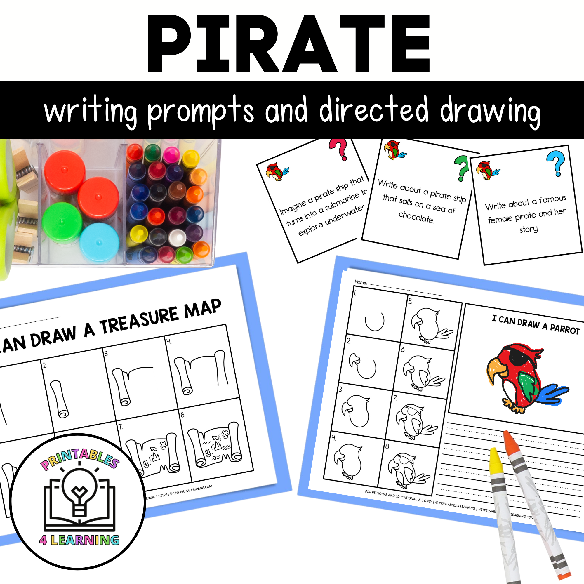 Pirate Directed Drawing | Pirate Writing Prompts | Made By Teachers