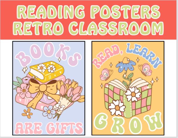 Classroom Reading Bulletin Board Retro Posters, Retro Reading Corner ...