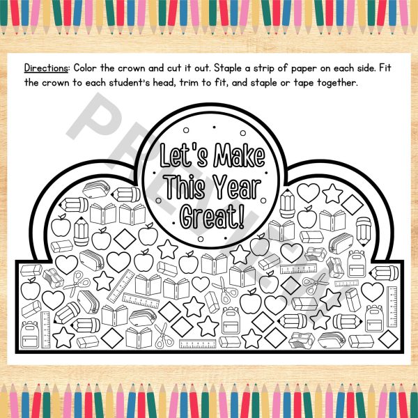 Back to School Paper Crown Crafts | Printable First Day Of School ...