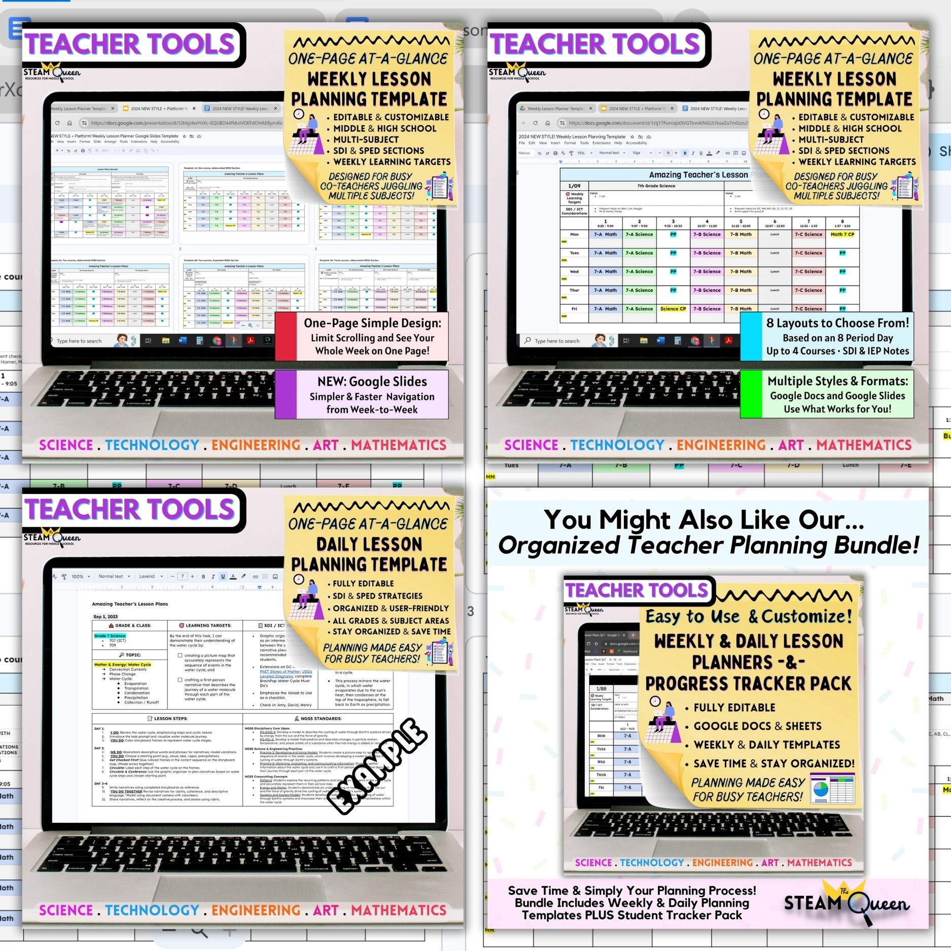 Lesson Planner 2-Pack! Weekly At-A-Glance & Detailed Daily Editable ...