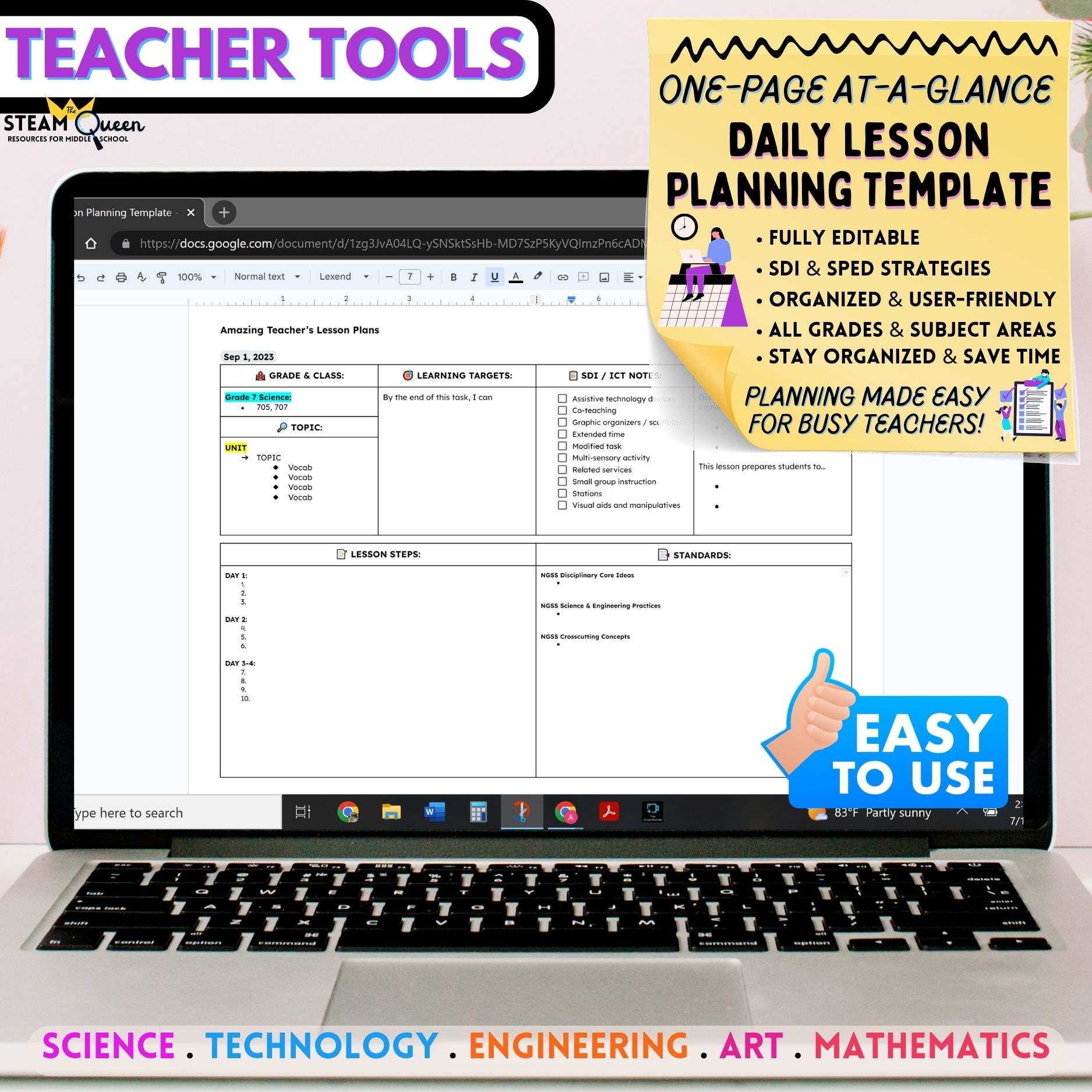 Lesson Planner 2-Pack! Weekly At-A-Glance & Detailed Daily Editable ...