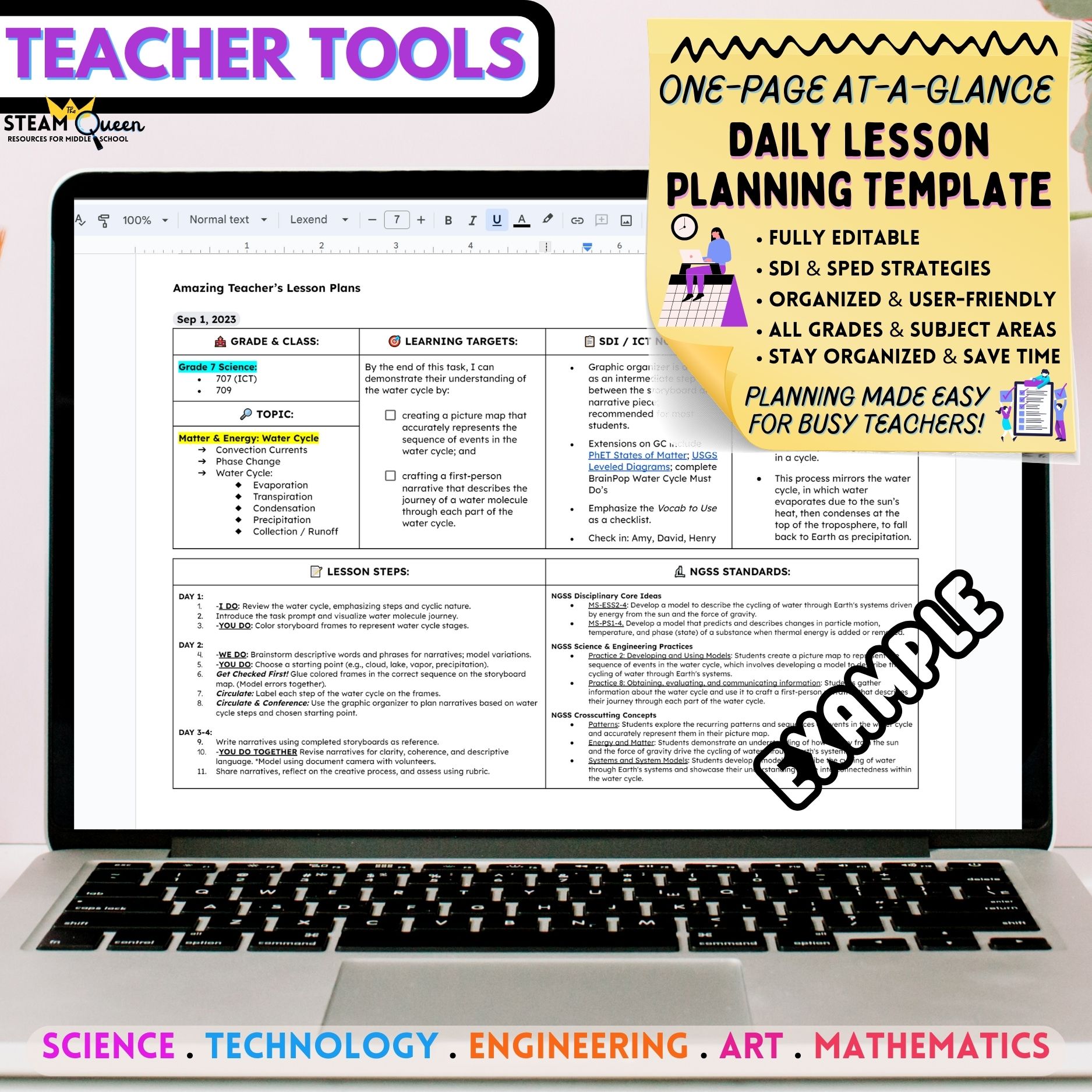 Lesson Planner 2-Pack! Weekly At-A-Glance & Detailed Daily Editable ...