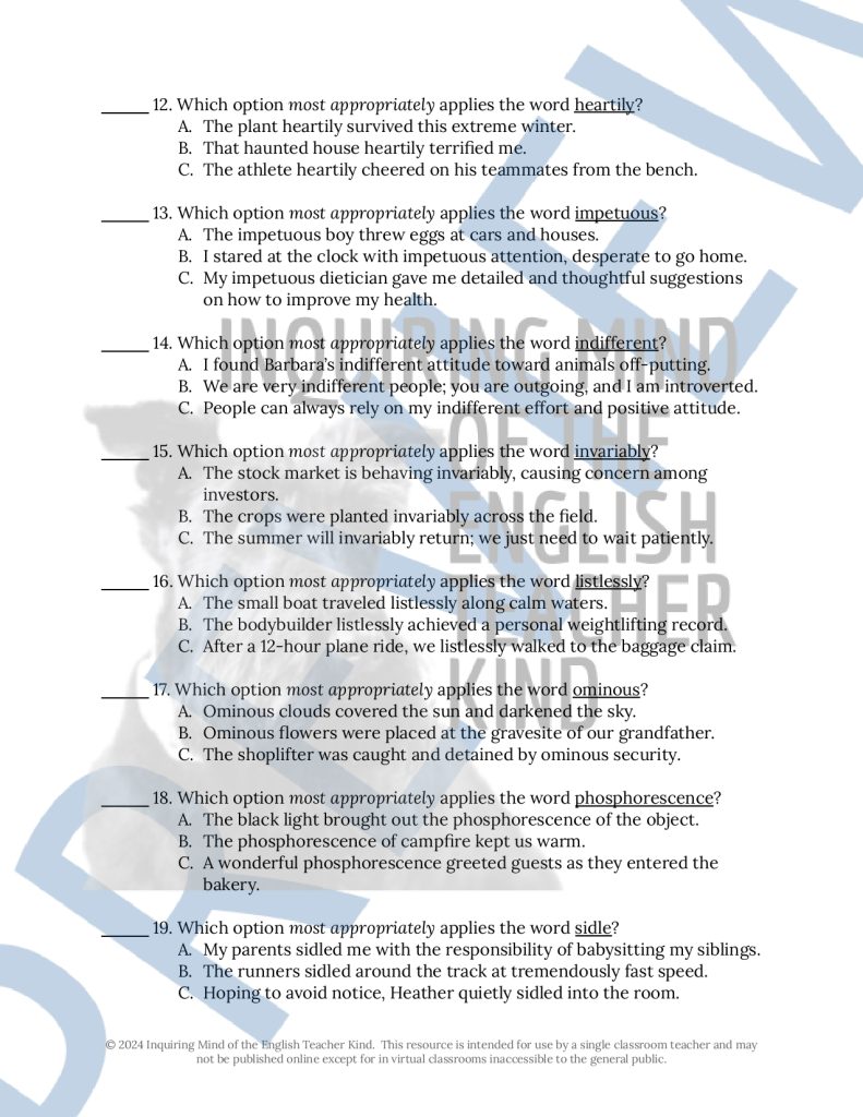 "The Open Boat" by Stephen Crane Vocabulary Games for High School ...